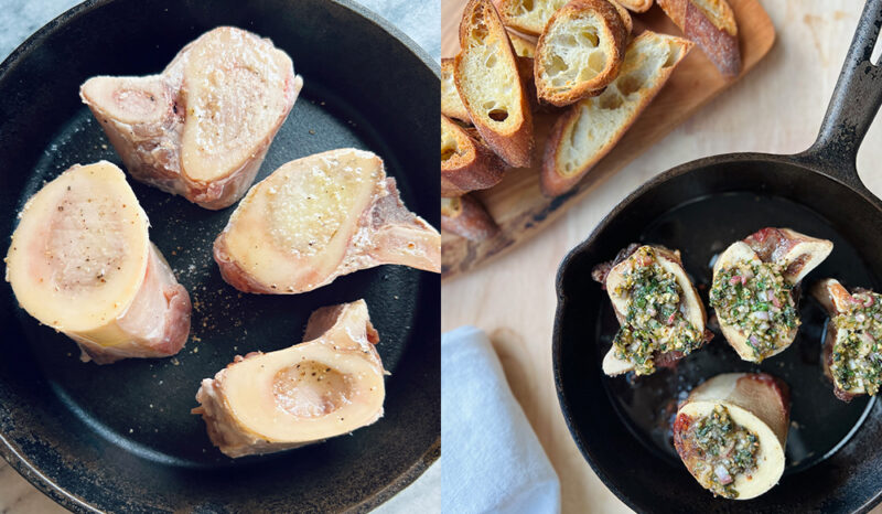 Garlic Roasted Bison Bone Marrow Crostini - The Honest Bison